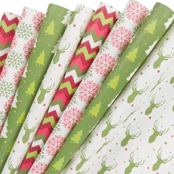 WRAPLA Wrapping Paper Roll - 20 sheets Cute Design Wrap Paper Flat She